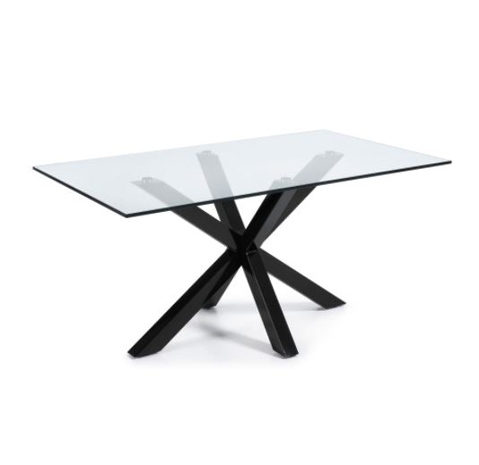 Mesa De Comedor Rectangular Vidrio Con Base De Metalica – Kulhaus